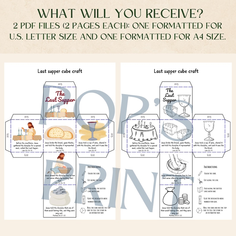 The Last Supper Cube Craft for Kids | Printable Sunday School Story ...