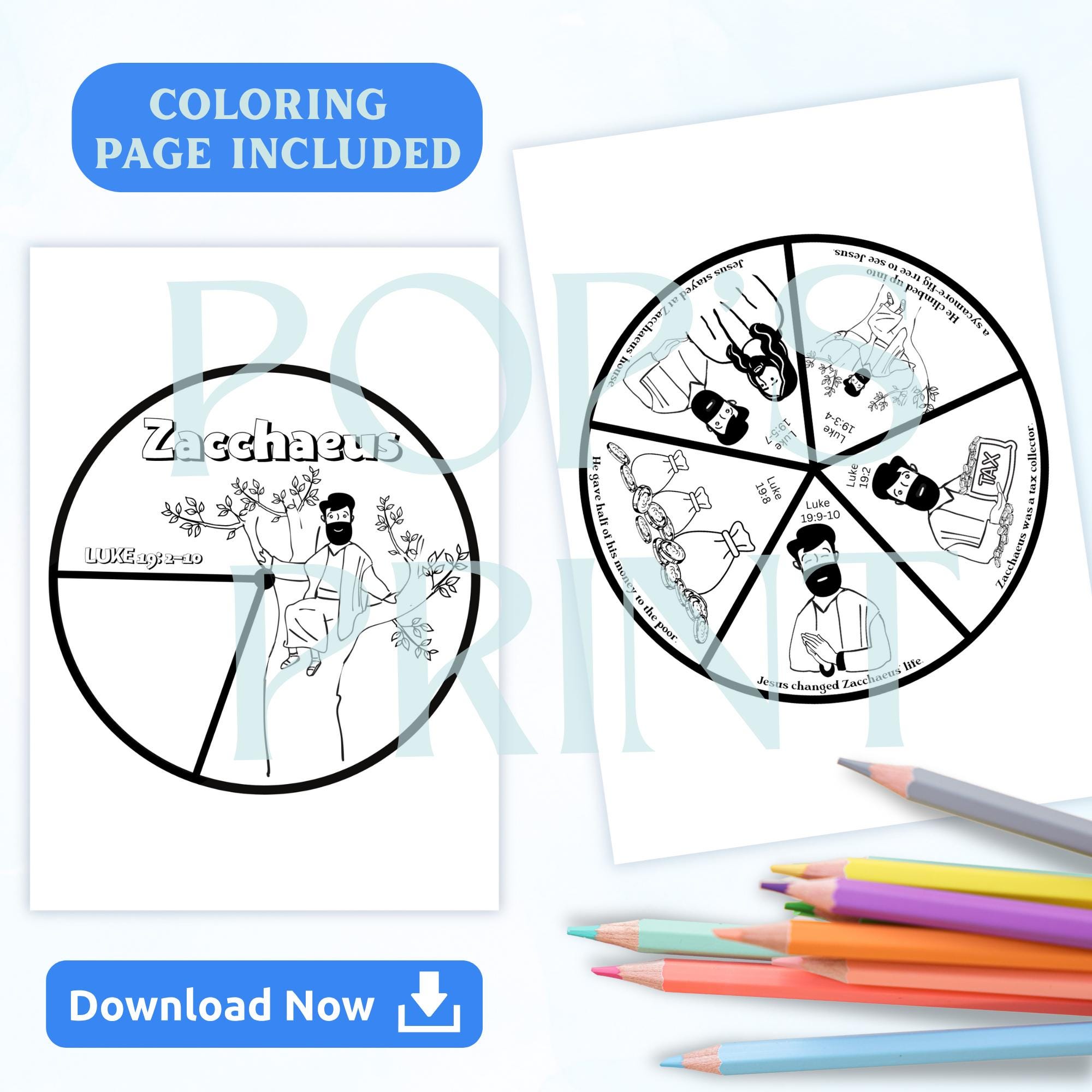 Zacchaeus Spinner Wheel Craft, Bible Story Activity (digital Download ...