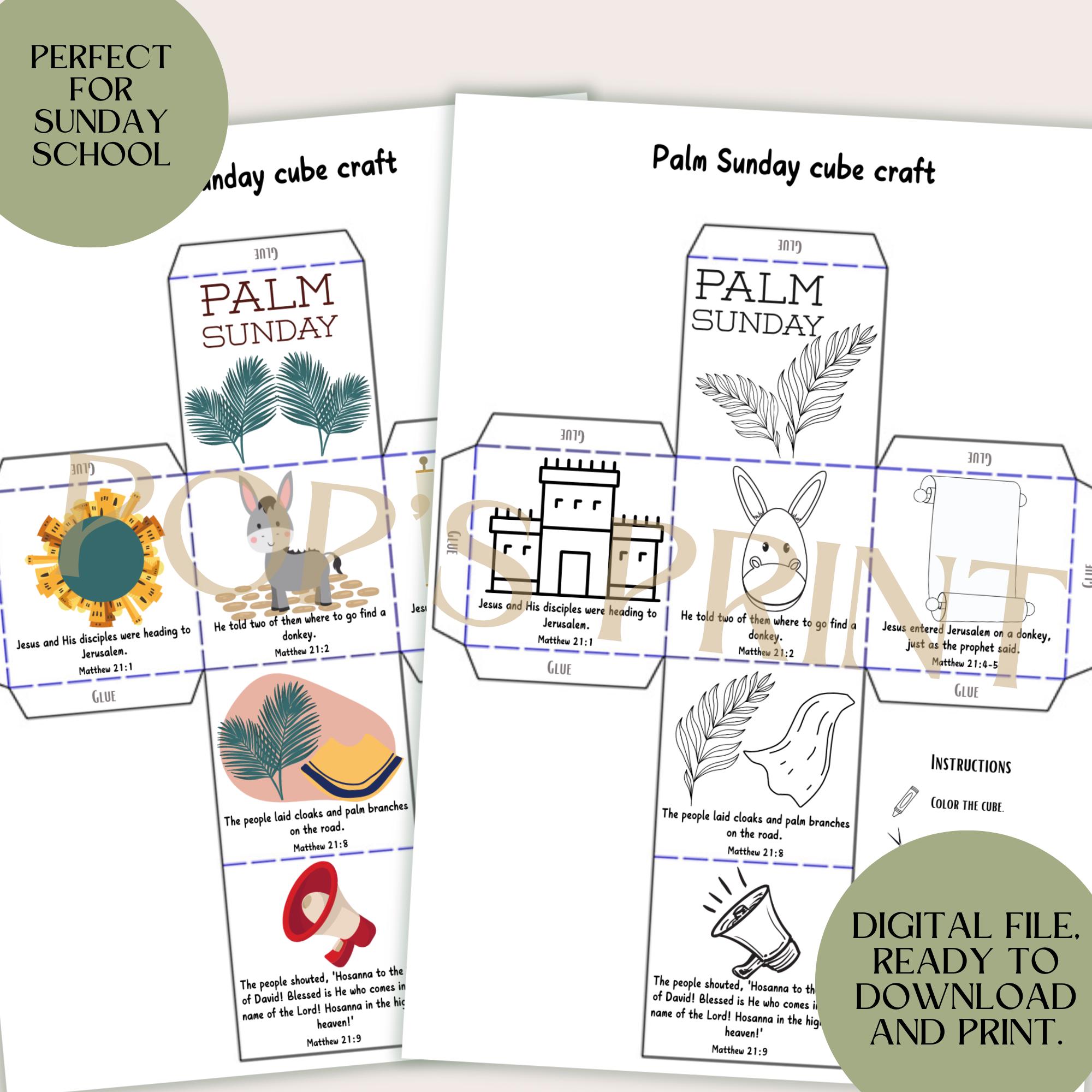 Palm Sunday Cube Craft |sunday School Bible Lesson & Easter Activity ...