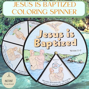 Jesus is Baptized Coloring Spinner Wheel Sunday School Craft Kids ...