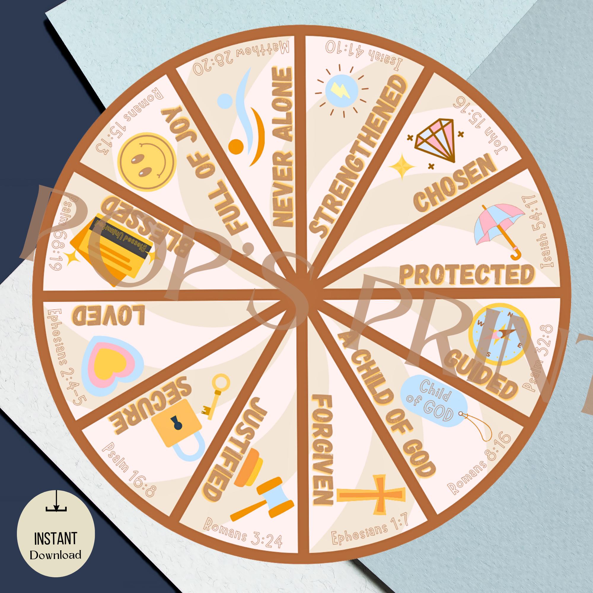 Printable Christian Identity Spinner Wheel, Bible Verse Activity ...