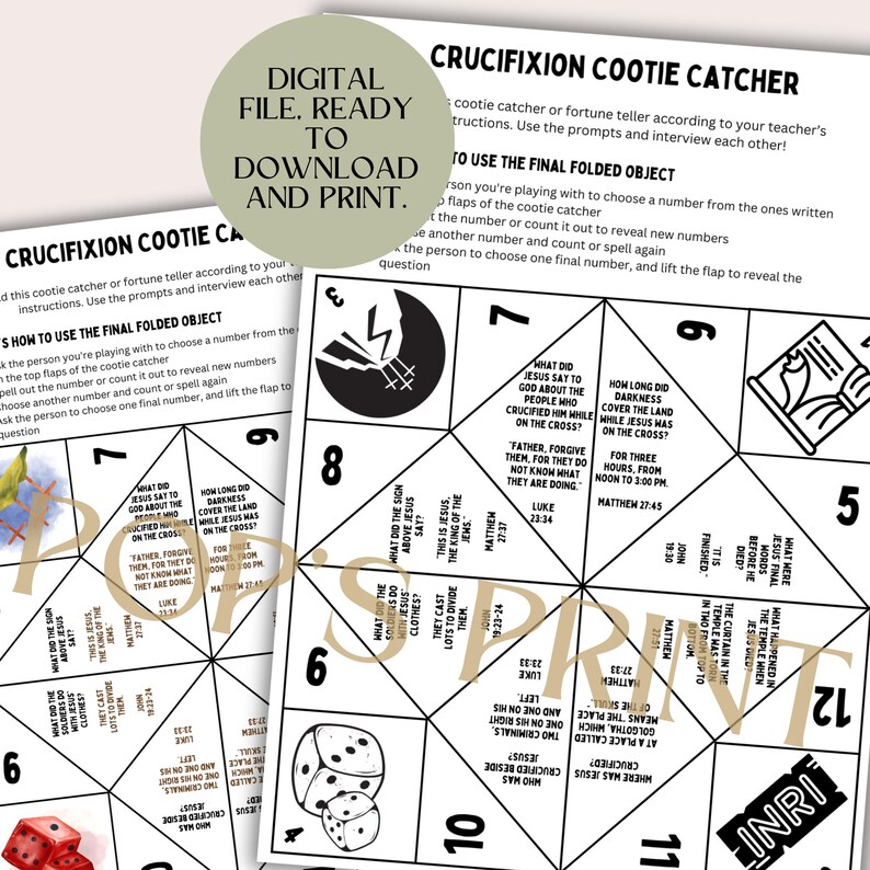 Crucifixion Cootie Catcher for Kids| Printable Sunday School Bible ...