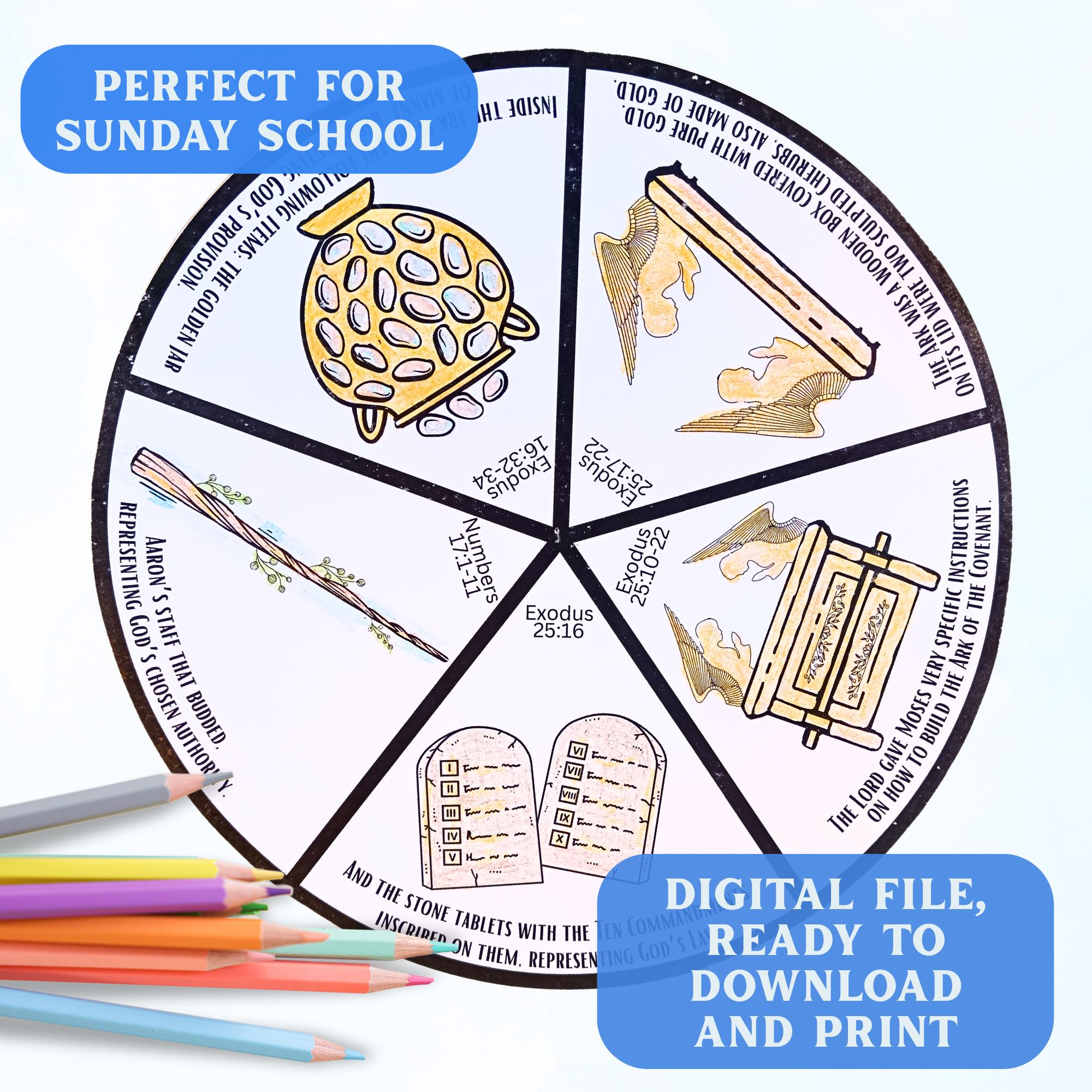 Sunday School Craft - Printable Ark of the Covenant Coloring Spinner ...