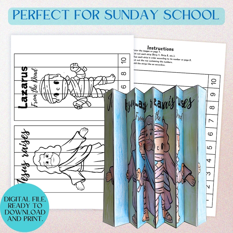 Printable Jesus Raises Lazarus From the Dead Agamograph – Sunday School ...