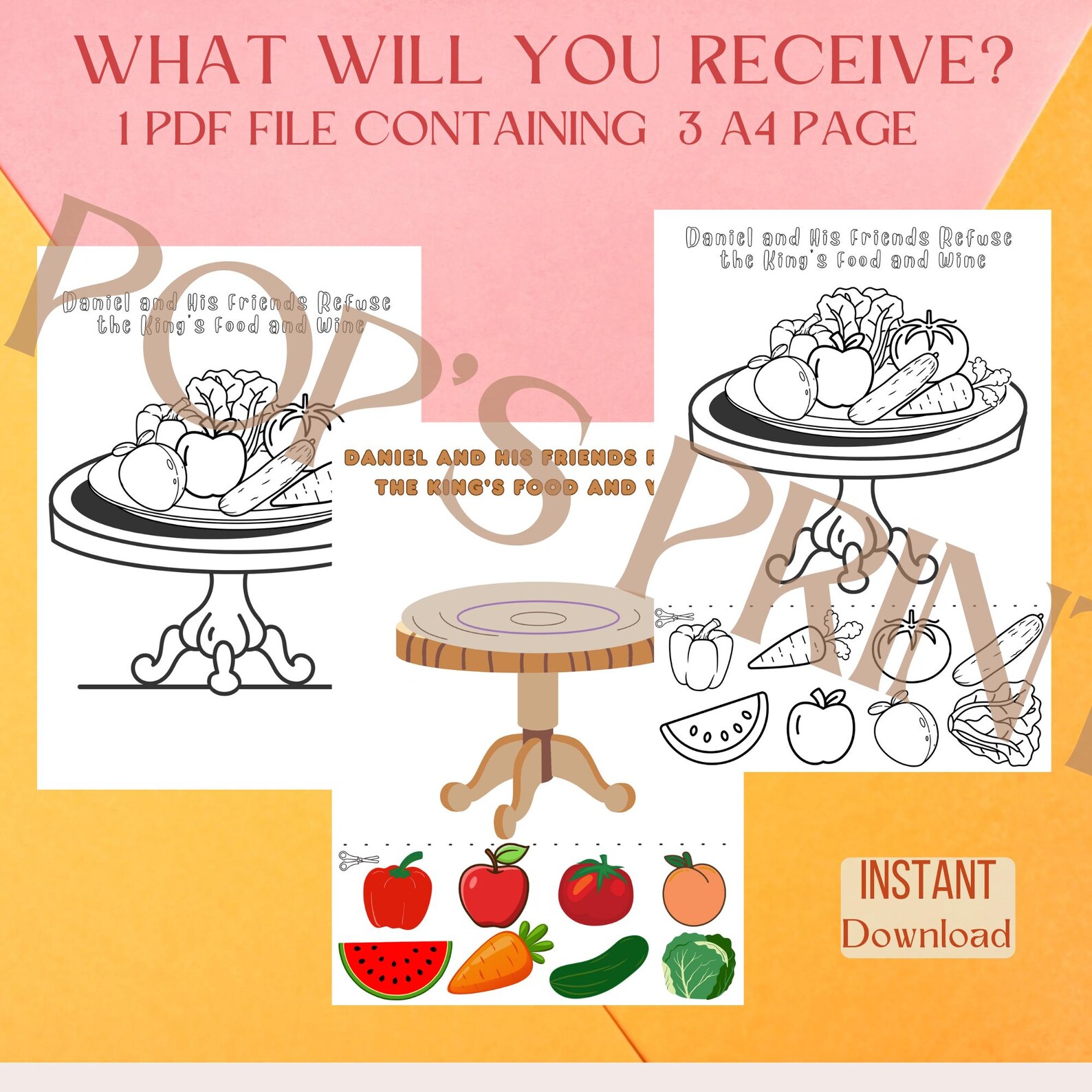 Printable Daniel Refuses the King's Food Craft | Cut, Color, and Paste ...