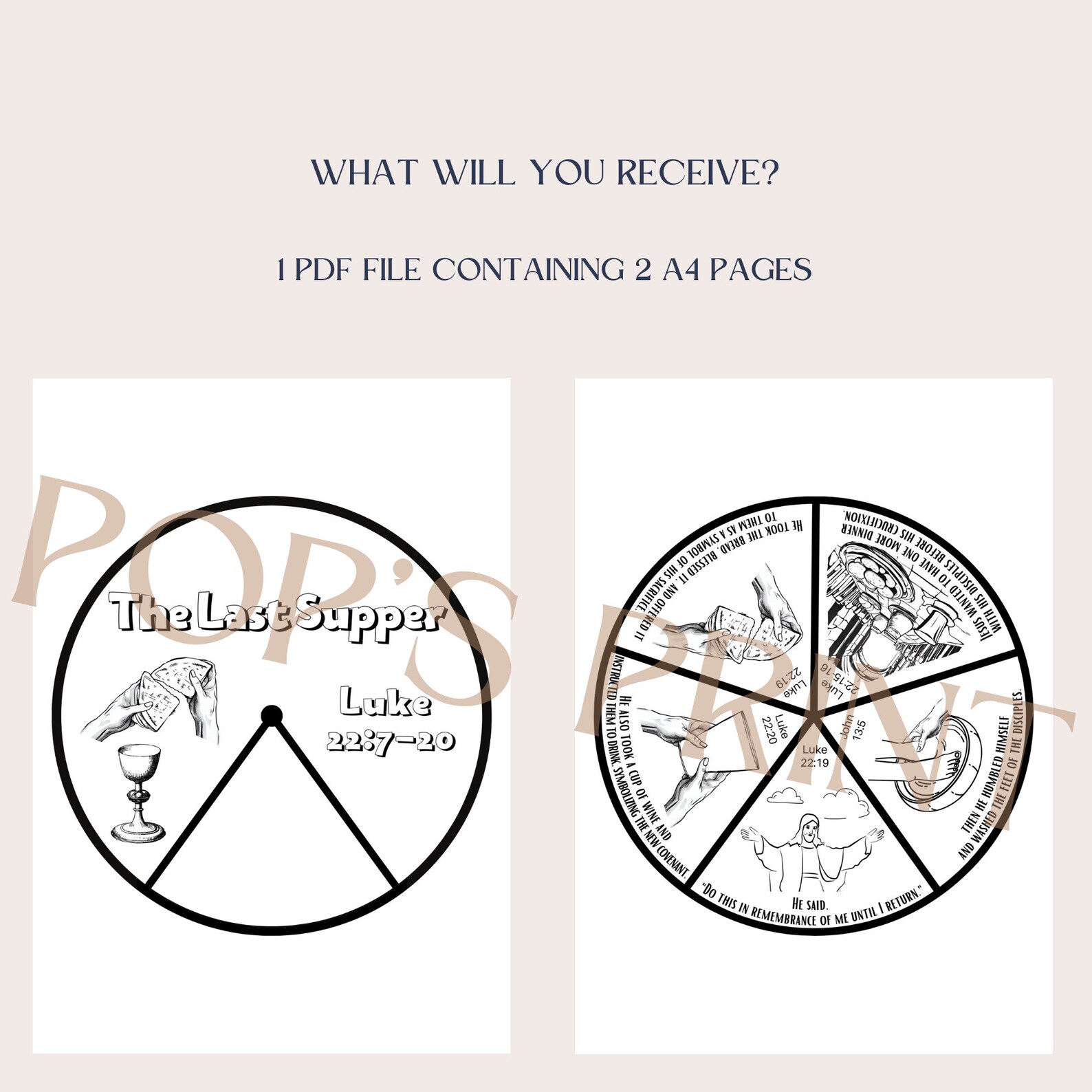 Printable Last Supper Sunday School Craft & Coloring Spinner Wheel ...