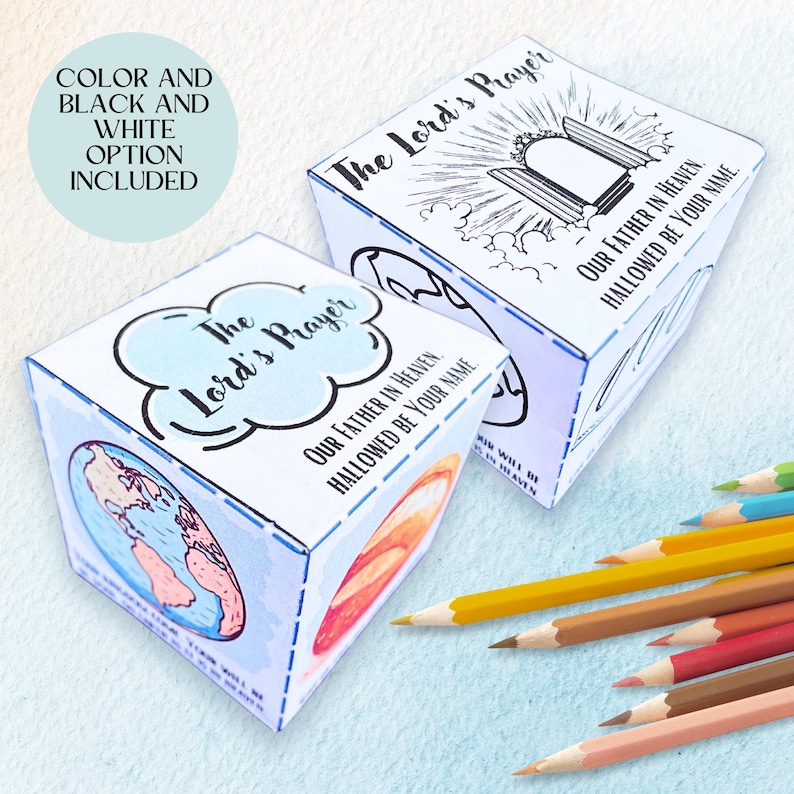 Lord's Prayer Cube Craft - Printable Activity, Sunday School Lesson ...