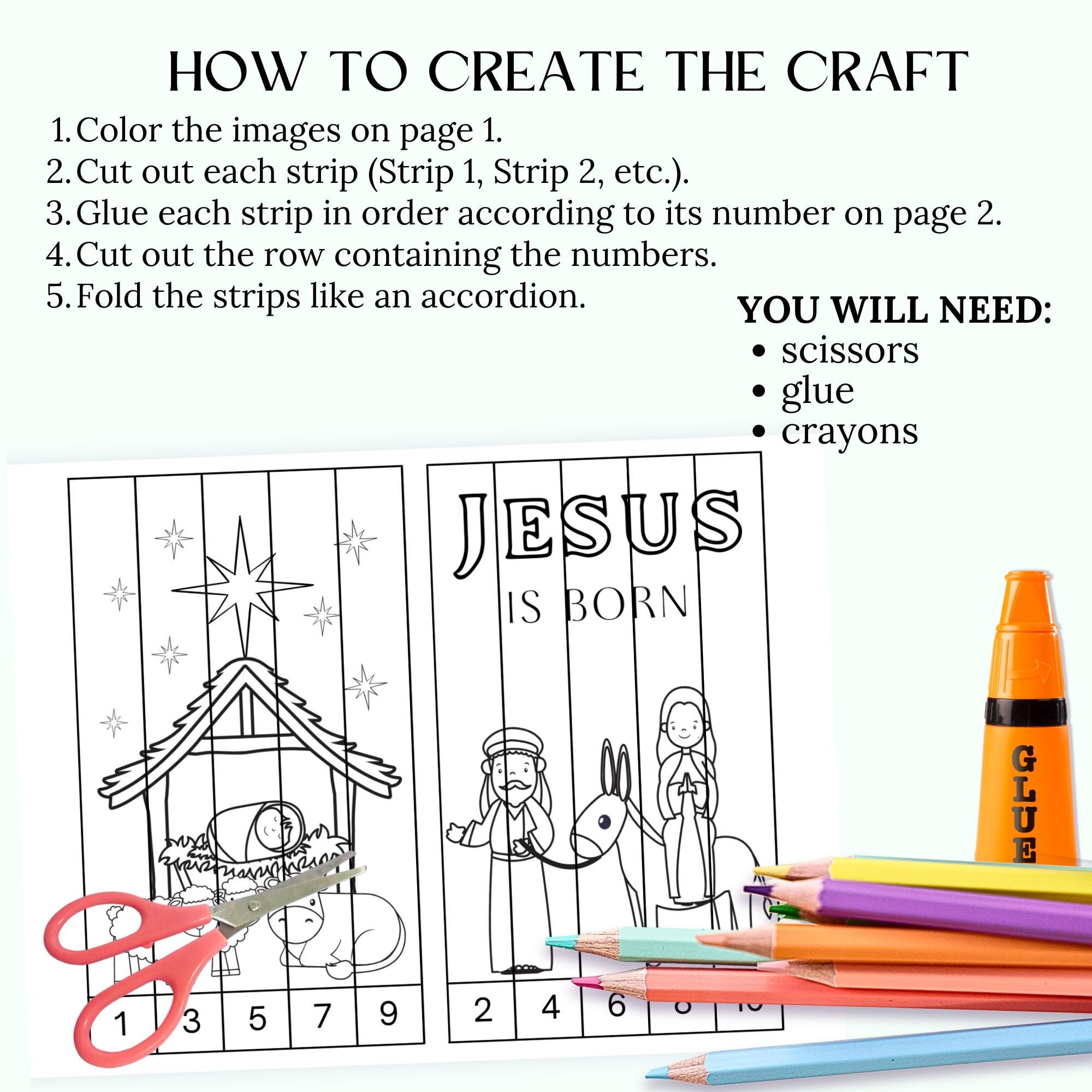 Printable Jesus is Born Agamograph, Sunday School Craft, Nativity Kids ...