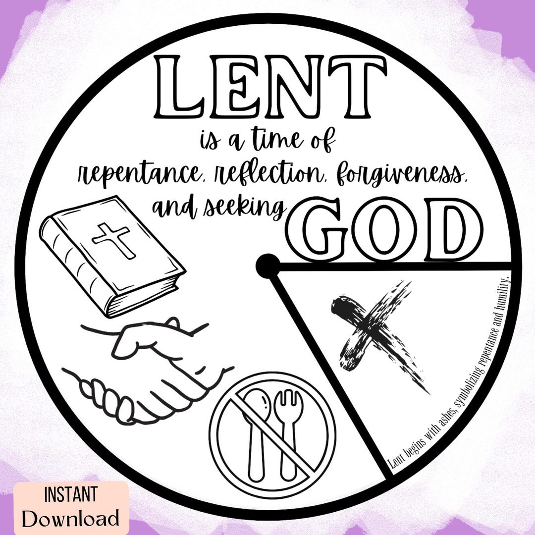 Printable Lent Sunday School Craft Coloring Spinner Wheel, Kids ...