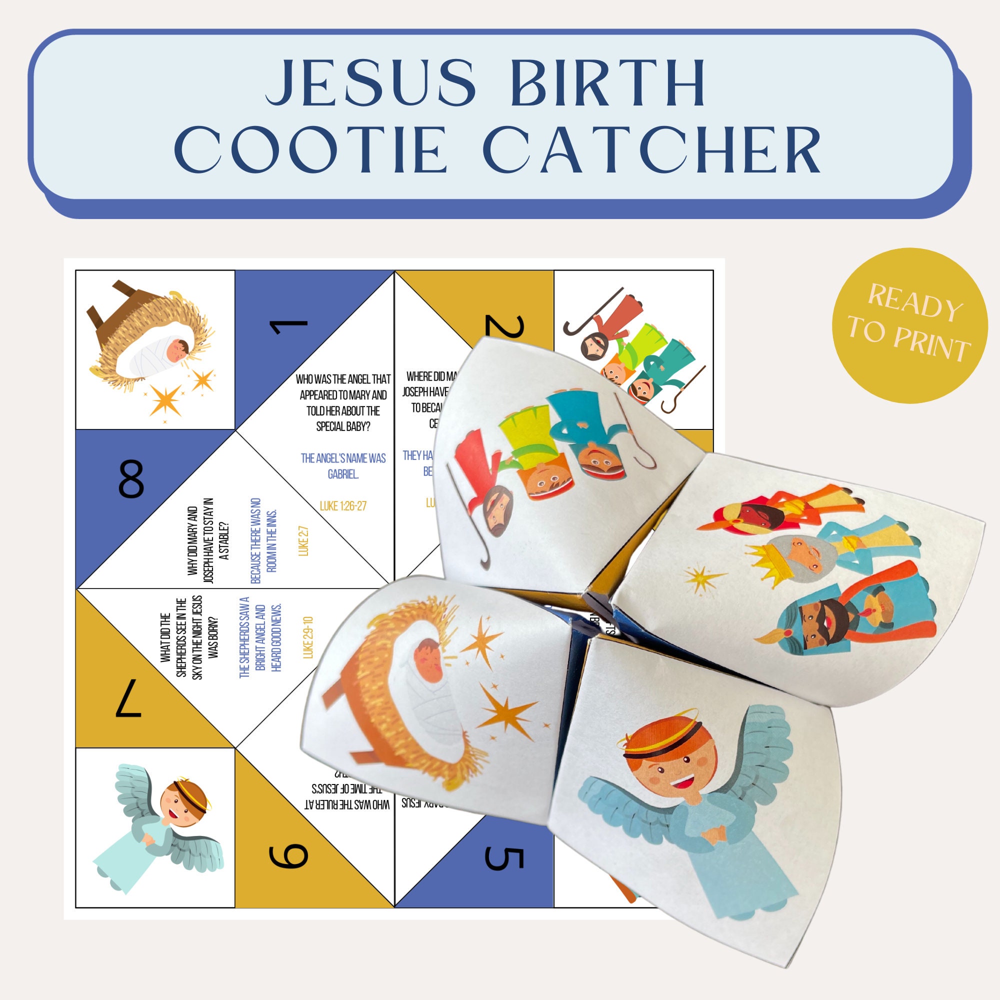 The Birth of Jesus Cootie Catcher Sunday School Craft Cootie - Etsy