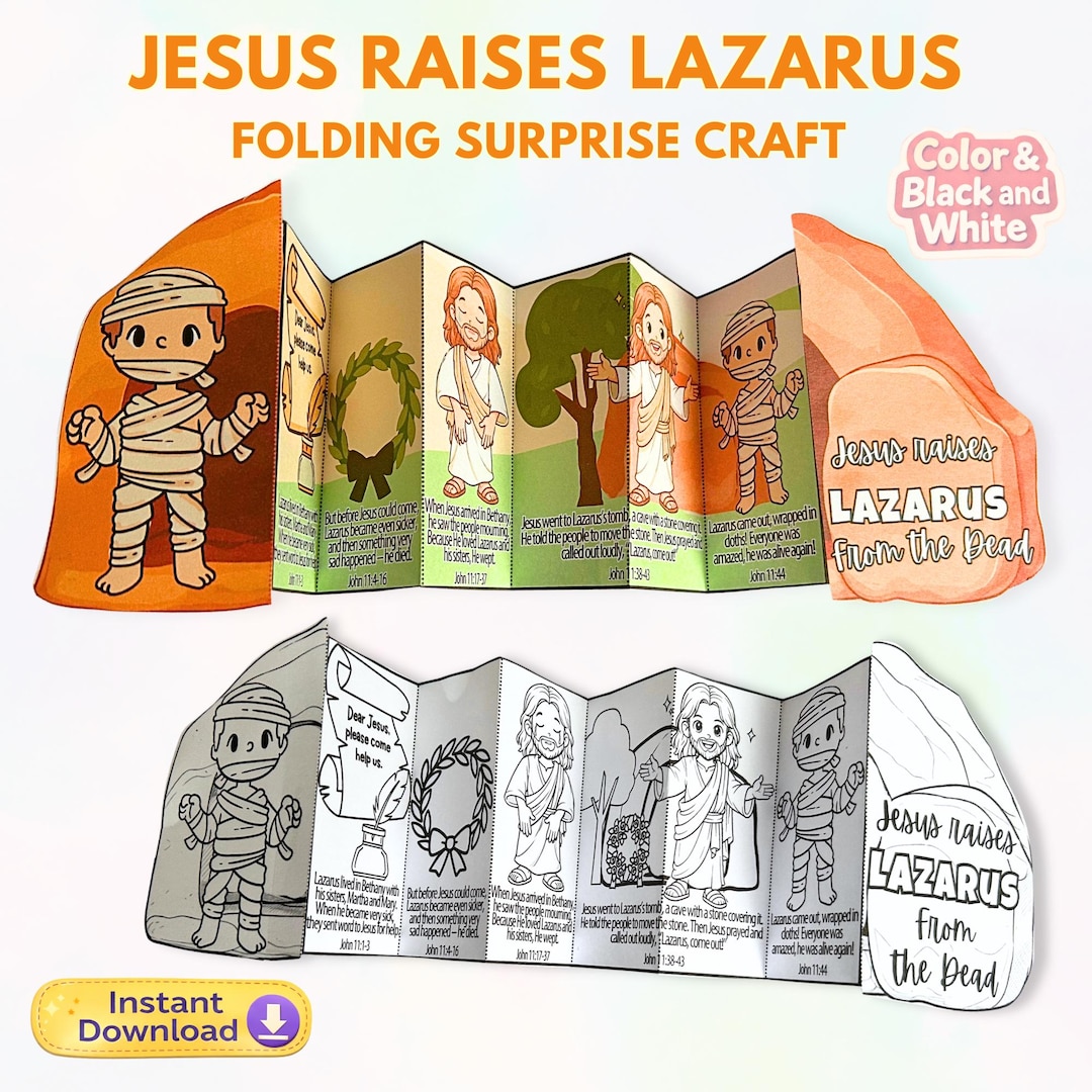 Jesus Raises Lazarus Craft, Sunday School Coloring Activity - Etsy