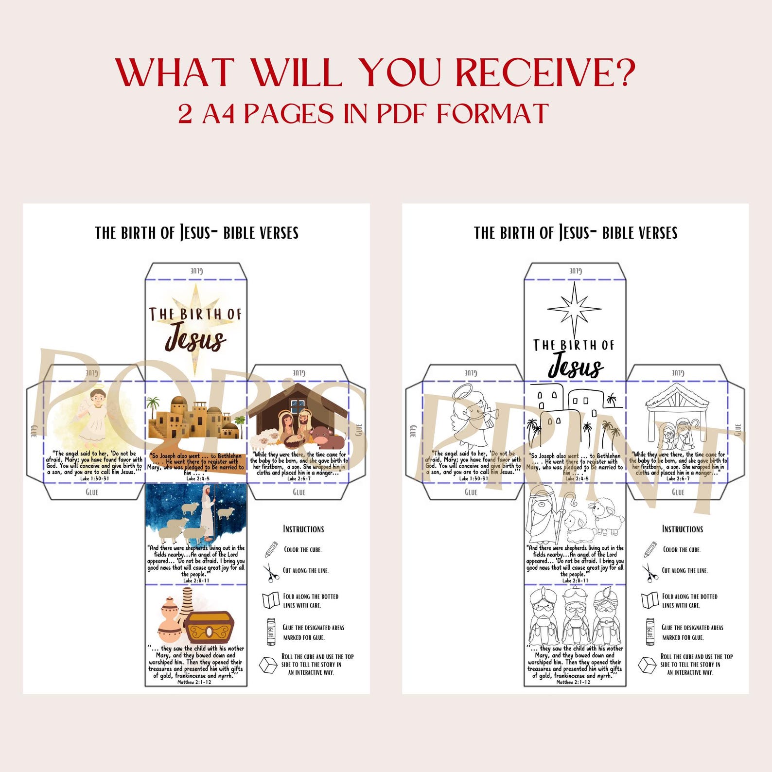 The Birth of Jesus 3D Cube Craft – Sunday School Advent Nativity ...