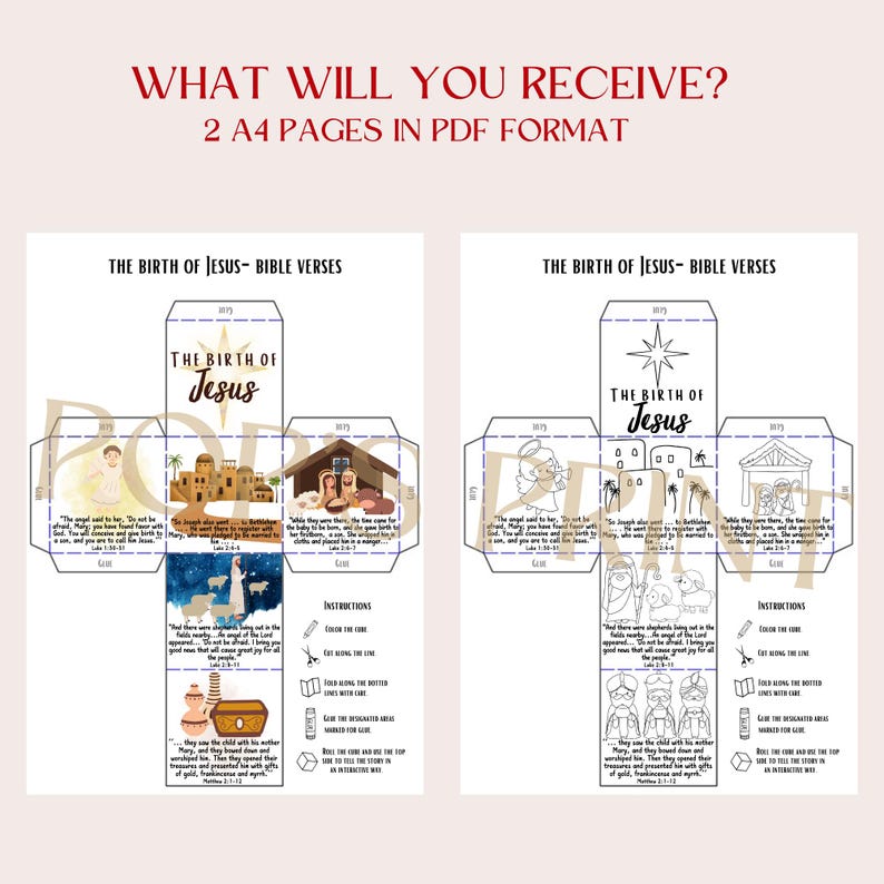 The Birth of Jesus 3D Cube Craft – Sunday School Advent Nativity ...