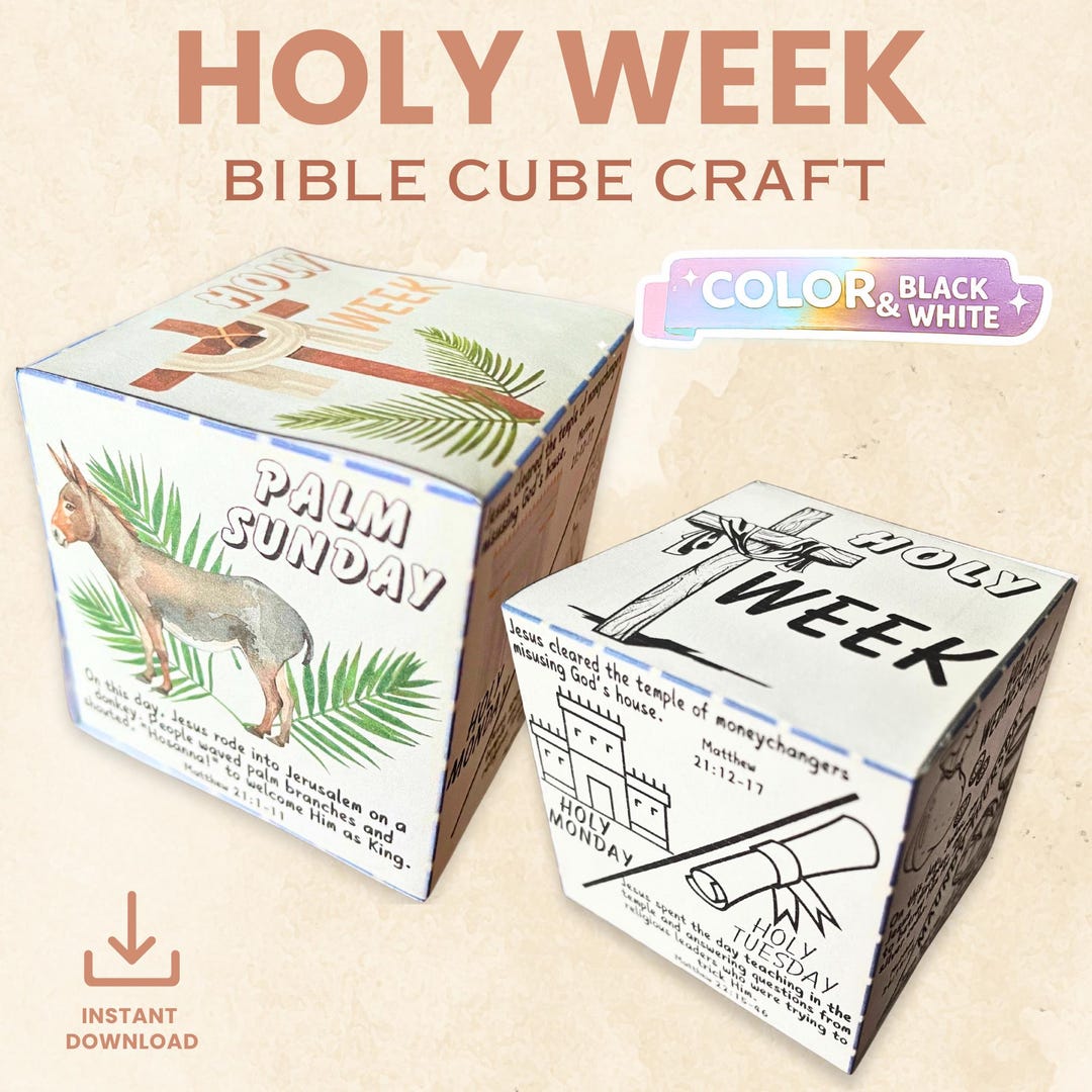 Holy Week Cube Craft | Sunday School Easter Bible Activity (digital ...