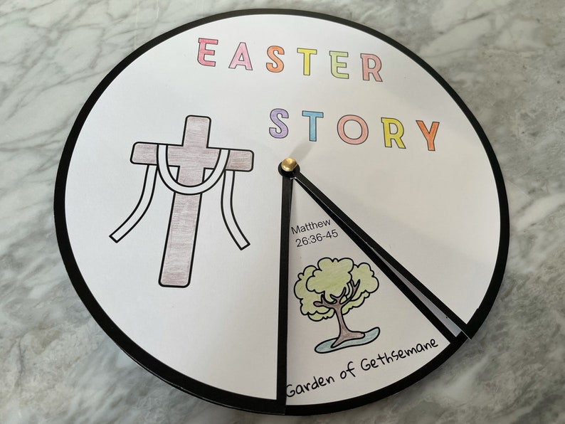 The Easter Story Coloring Spinner Wheel Easter Craft Sunday School ...