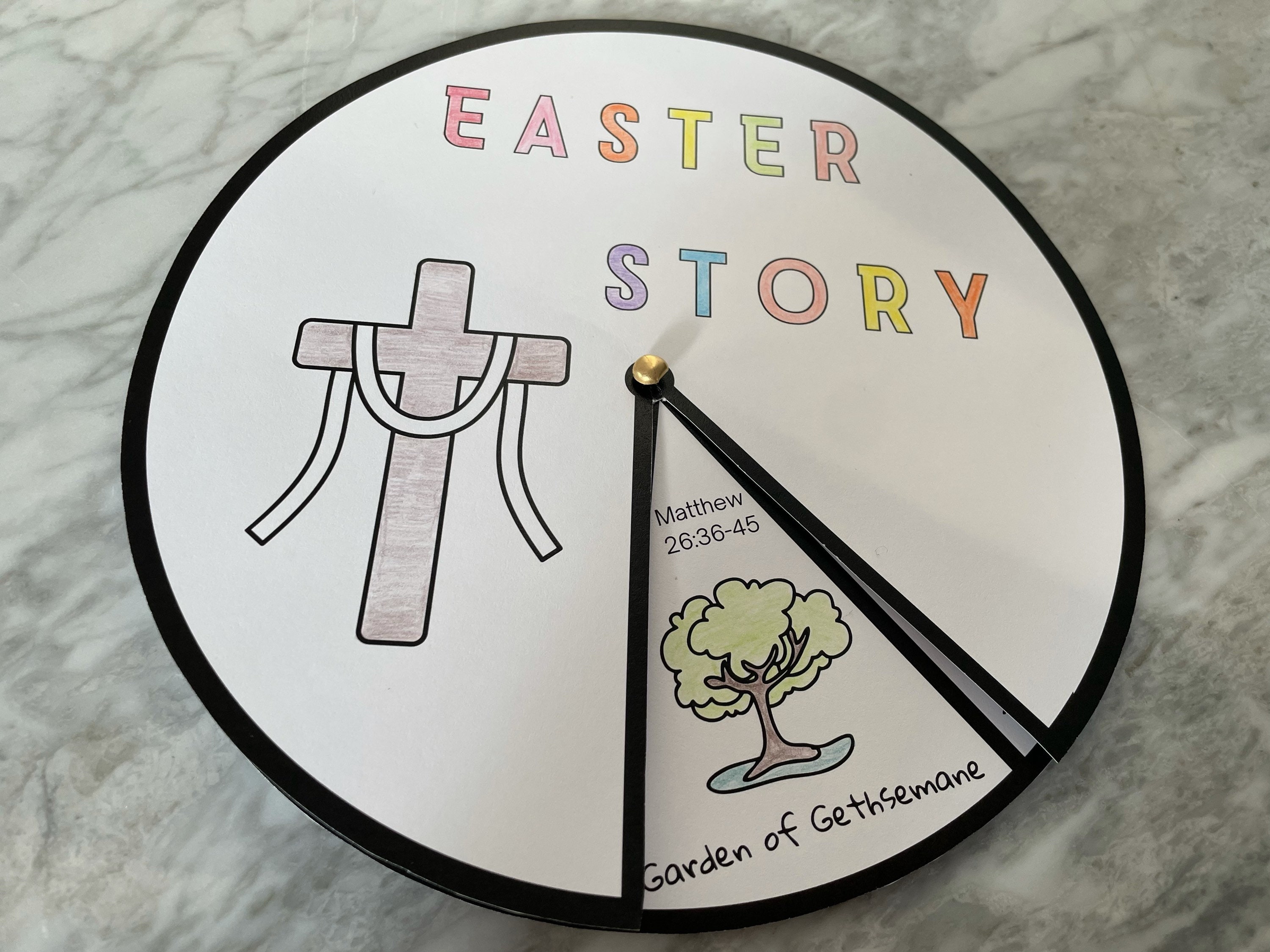 The Easter Story Coloring Spinner Wheel Easter Craft Sunday School ...