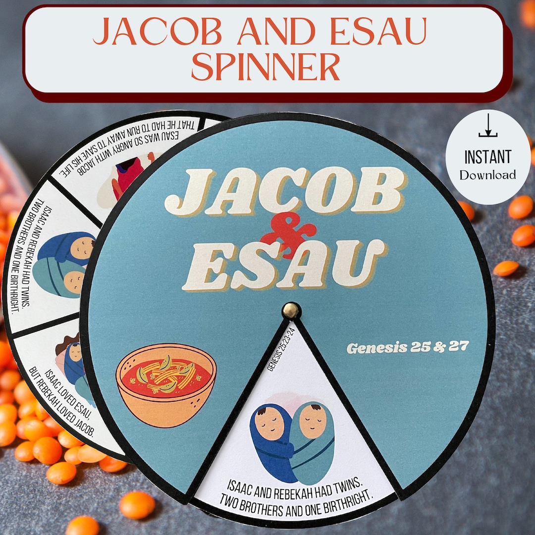 Printable Jacob and Esau Spinner Wheel | Printable Bible Story Craft ...