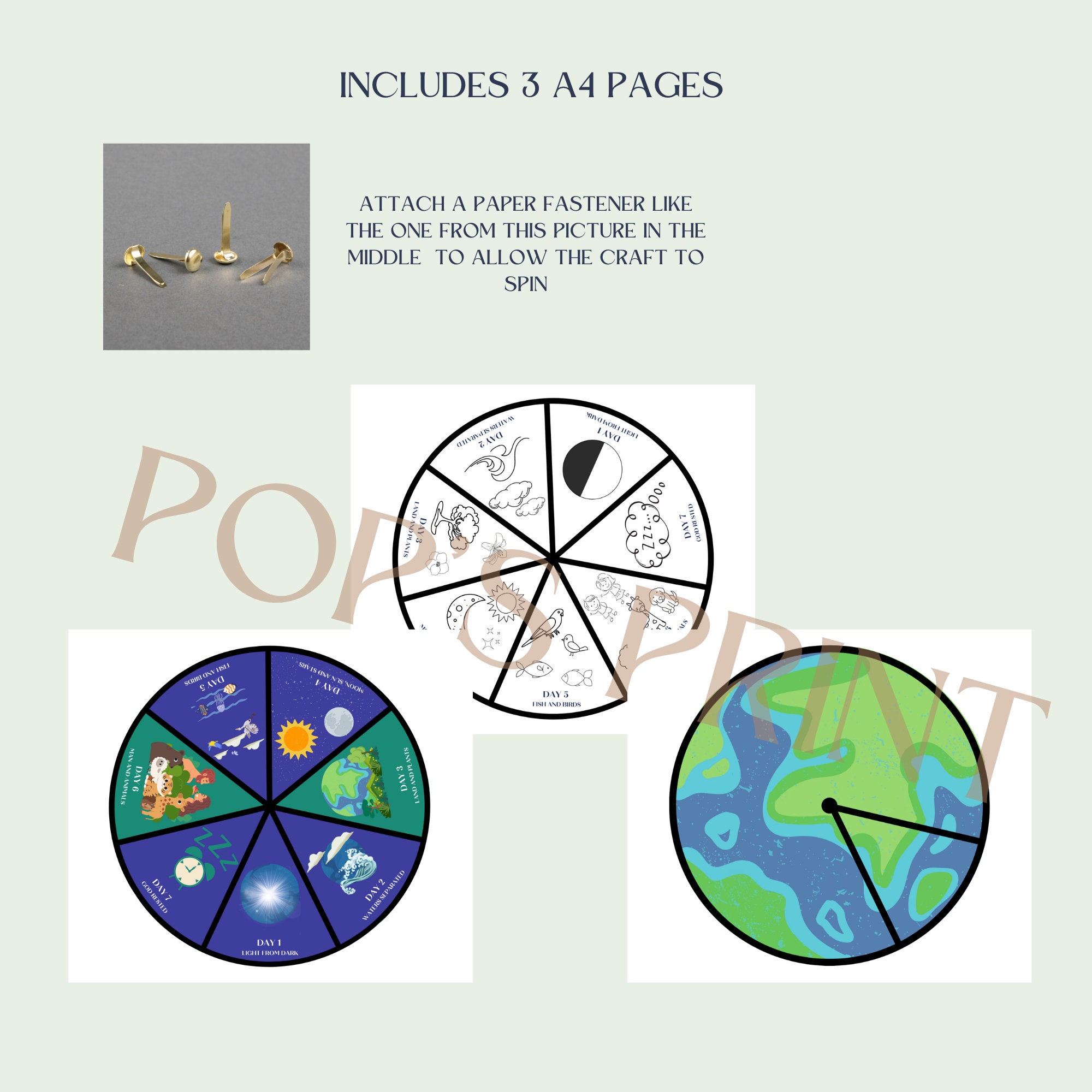 The Creation Story Spinner Wheel| the Creation Craft| Sunday School ...