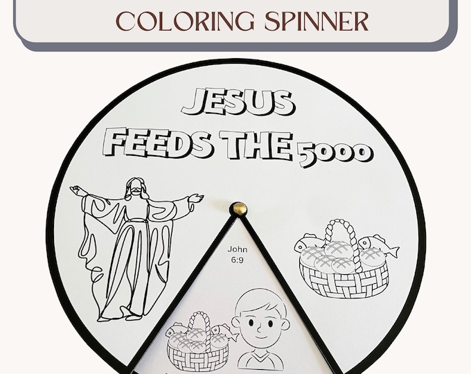 Jesus Feeds 5000, Printable Bible Coloring Wheel, Sunday School Craft ...