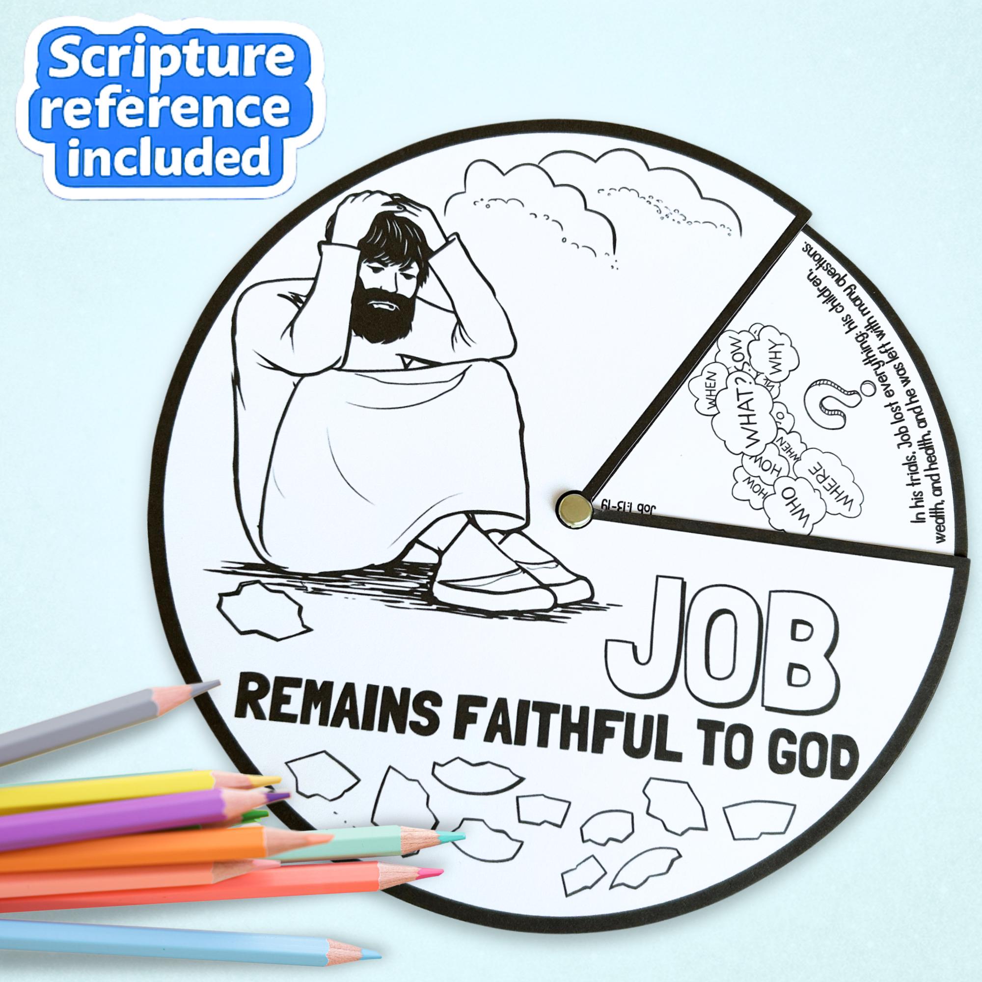 Story of Job Spinner Wheel Craft | Sunday School Bible Coloring ...