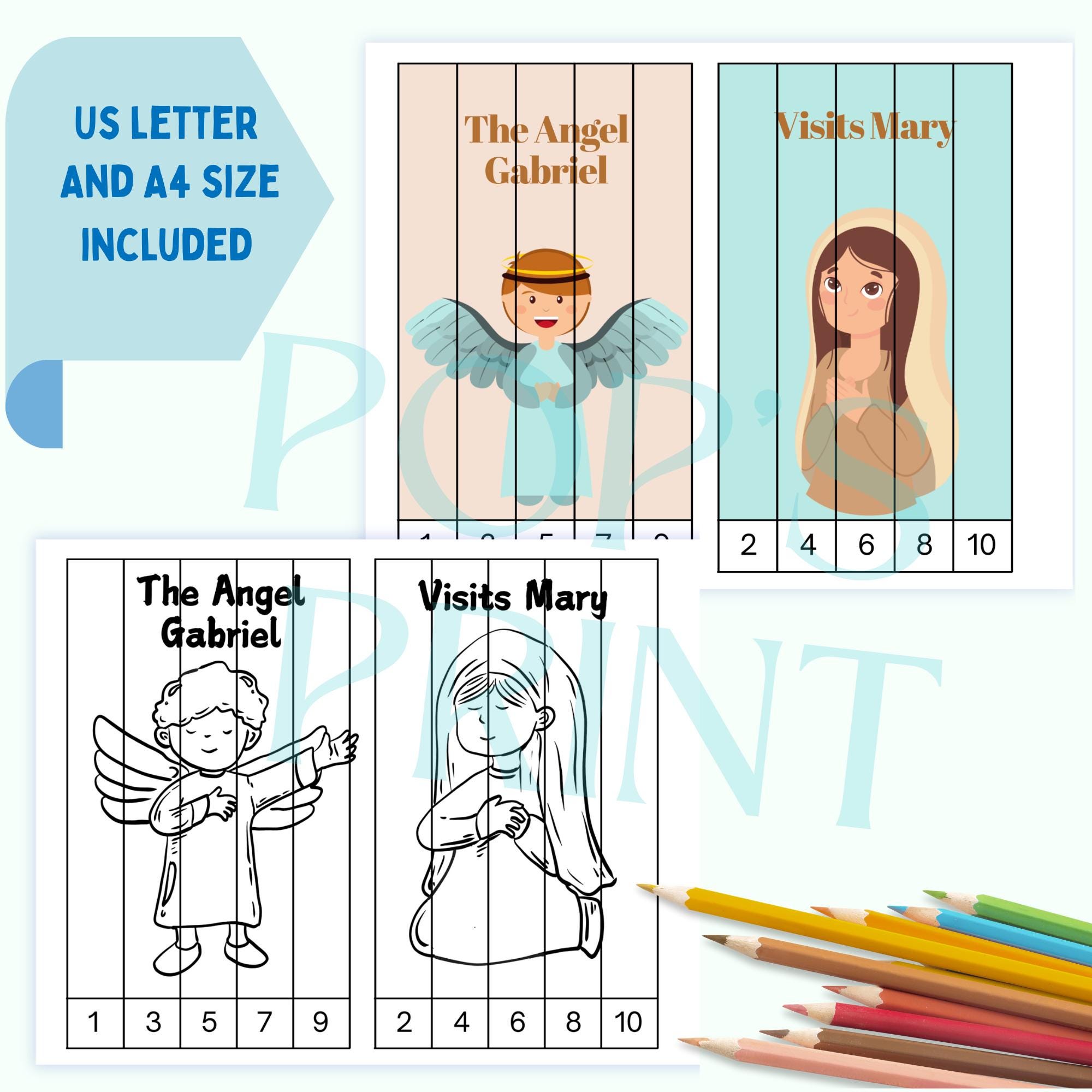 Printable Angel Gabriel Visits Mary Agamograph, Sunday School Nativity ...