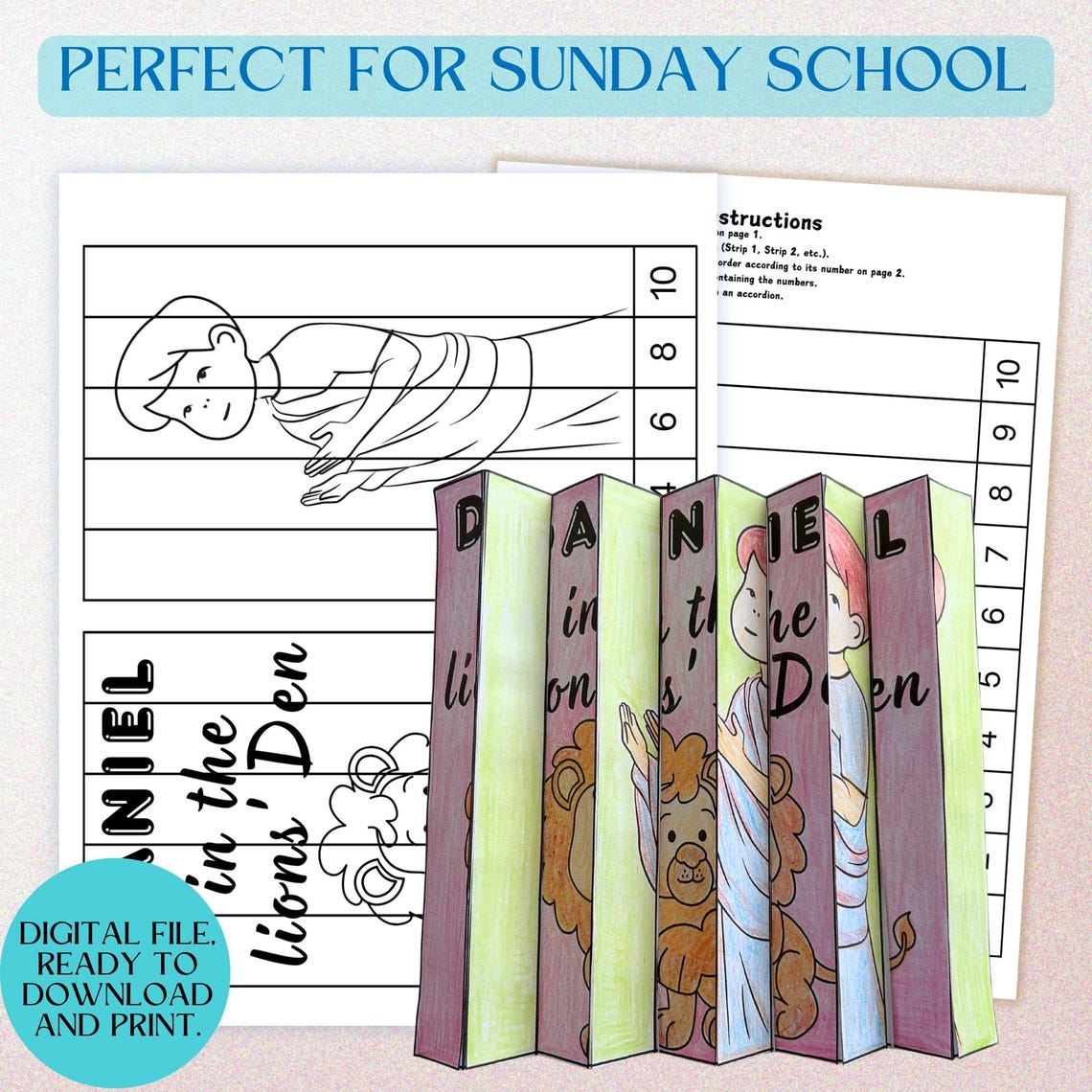 Printable Daniel in the Lions’ Den Agamograph – Sunday School Bible ...