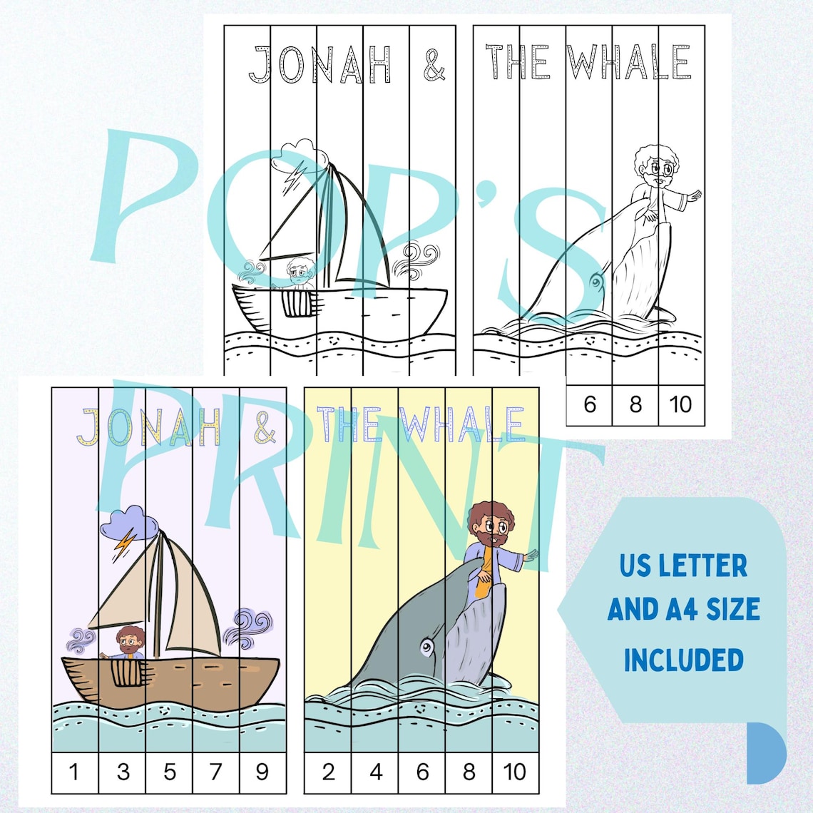 Printable Jonah and the Whale Agamograph – Sunday School Craft, Instant ...