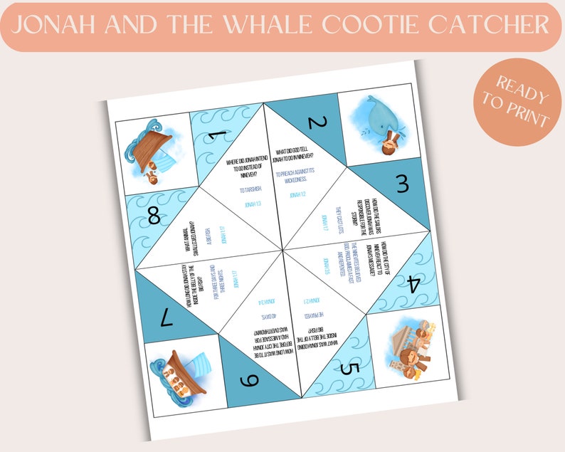 Jonah and the Whale Cootie Catcher Sunday School Craft - Etsy