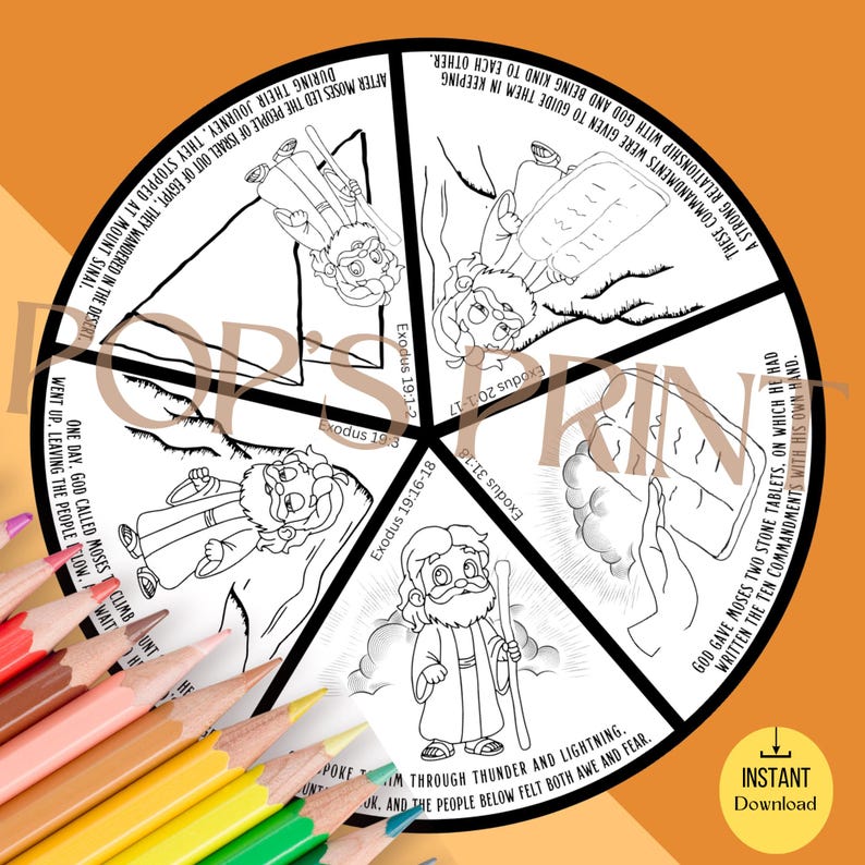 Printable Sunday School Craft: God Gives the Ten Commandments Spinner ...