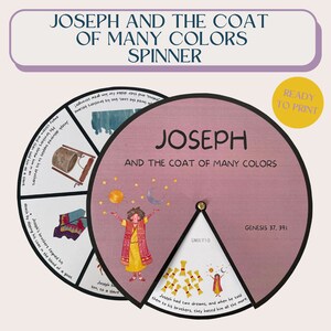 Printable Joseph and the Coat of Many Colors Spinner Wheel, Sunday ...