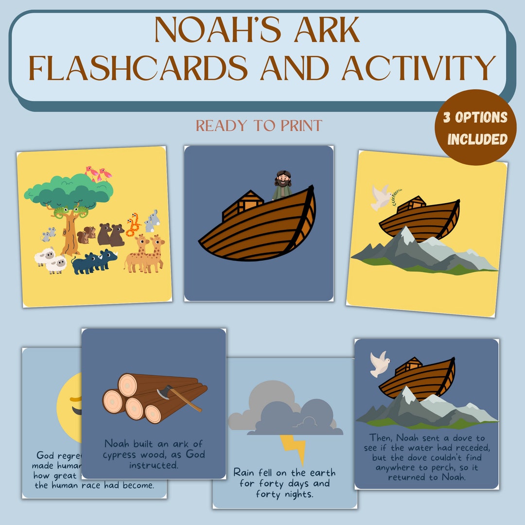 Noah's Ark Flashcards and Activity| Noah's Ark Printable| Noah's Ark ...