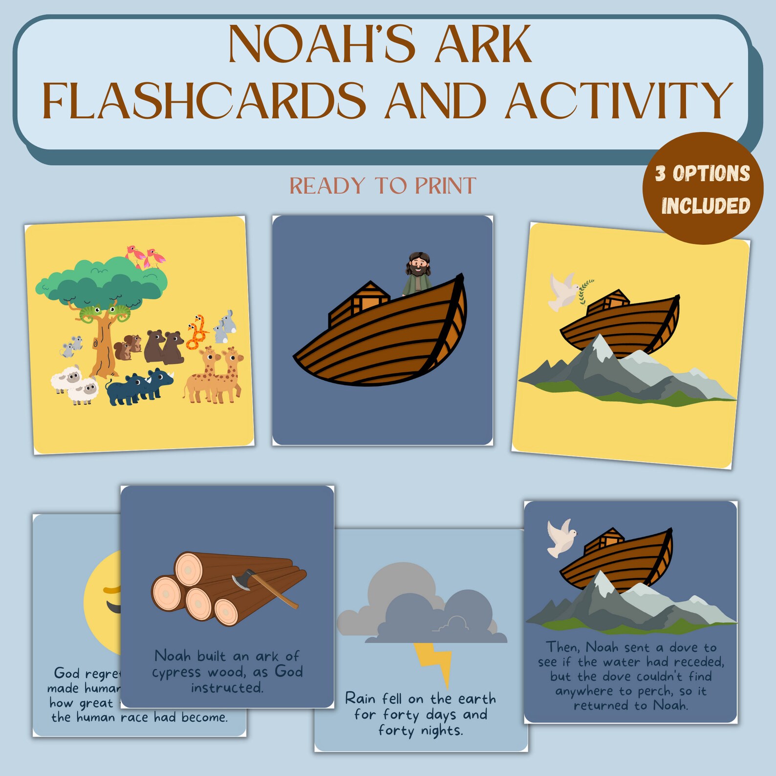 Noah's Ark Flashcards and Activity| Noah's Ark Printable| Noah's Ark ...