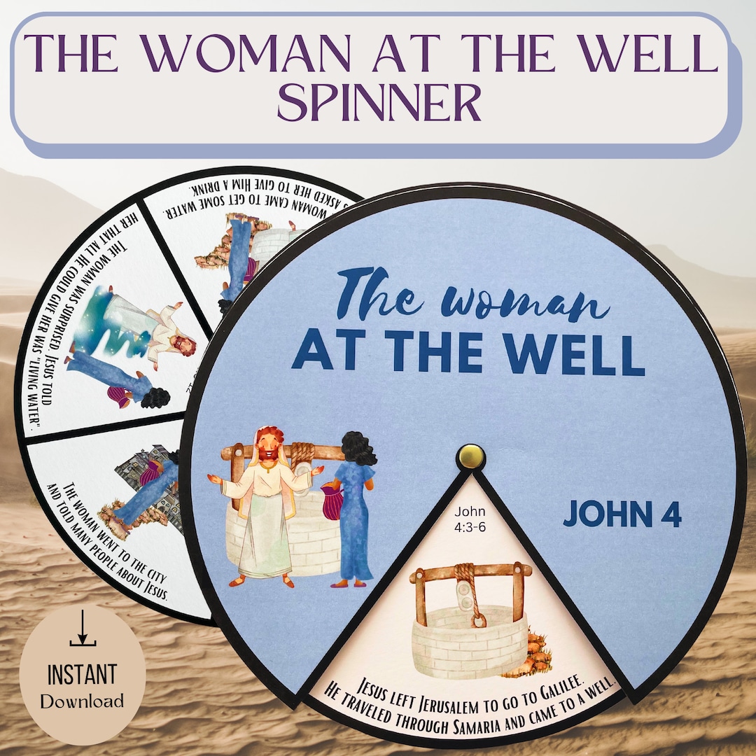 Printable the Woman at the Well Spinner Wheel, Interactive Bible Story ...