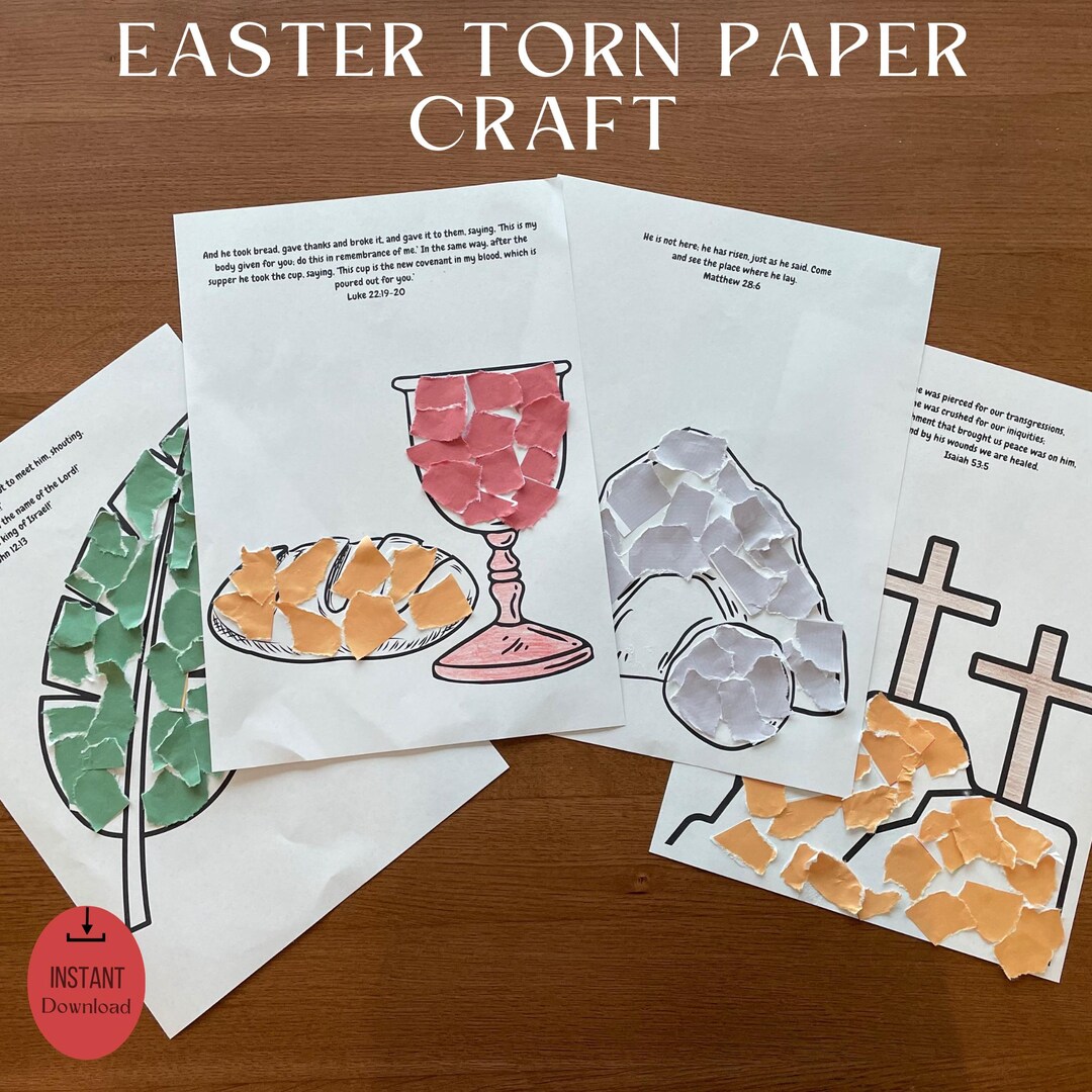 Easter Torn Paper Craft for Toddlers, Coloring Paper Craft, He is Risen ...