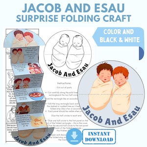 Printable Jacob and Esau Folding Surprise Booklet, Sunday School Craft ...