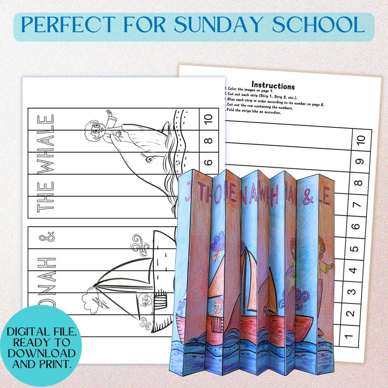 Printable Jonah and the Whale Agamograph – Sunday School Craft, Instant ...