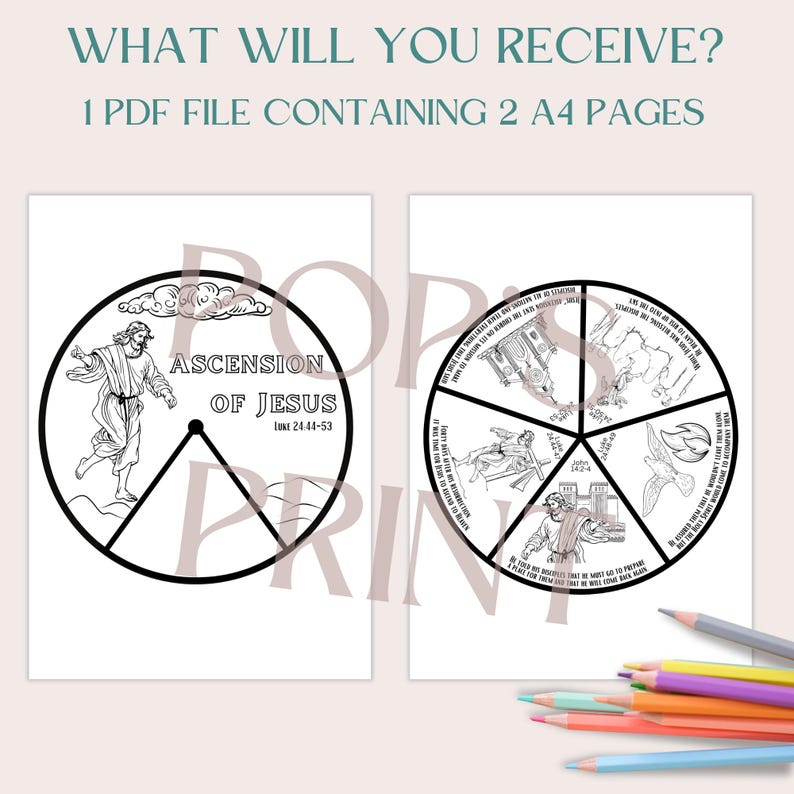 Printable Ascension of Jesus Sunday School Craft, Coloring Spinner ...