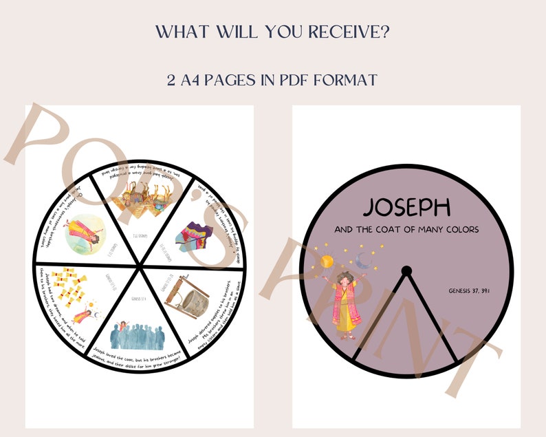 Printable Joseph and the Coat of Many Colors Spinner Wheel, Sunday ...