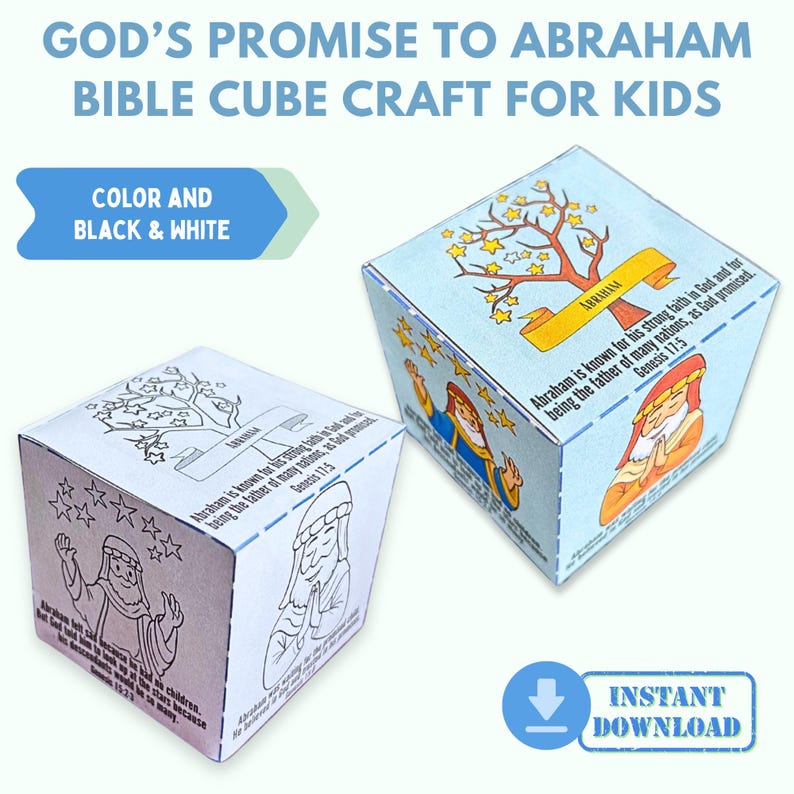 Printable God's Promise to Abraham Coloring Cube Craft, Sunday School ...