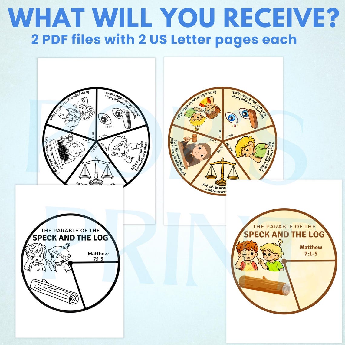 Printable the Parable of the Speck and the Log Coloring Spinner Wheel ...