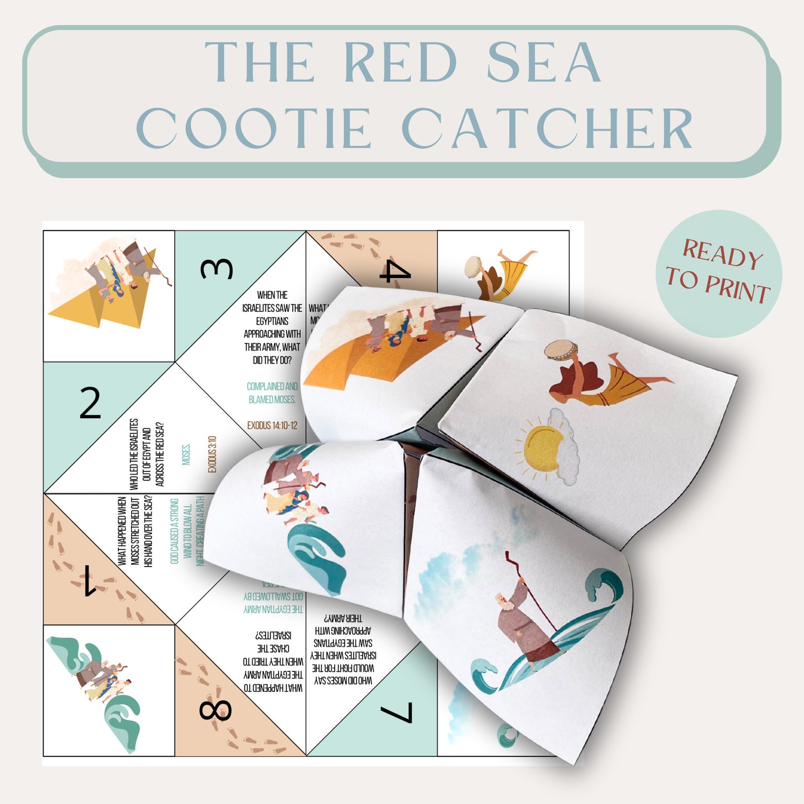 The Red Sea Cootie Catcher| Sunday School Craft| Cootie Catcher ...