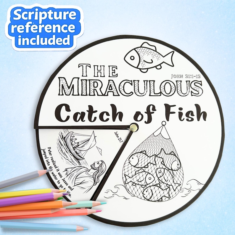 Miraculous Catch of Fish Spinner Wheel, Sunday School Craft (digital ...