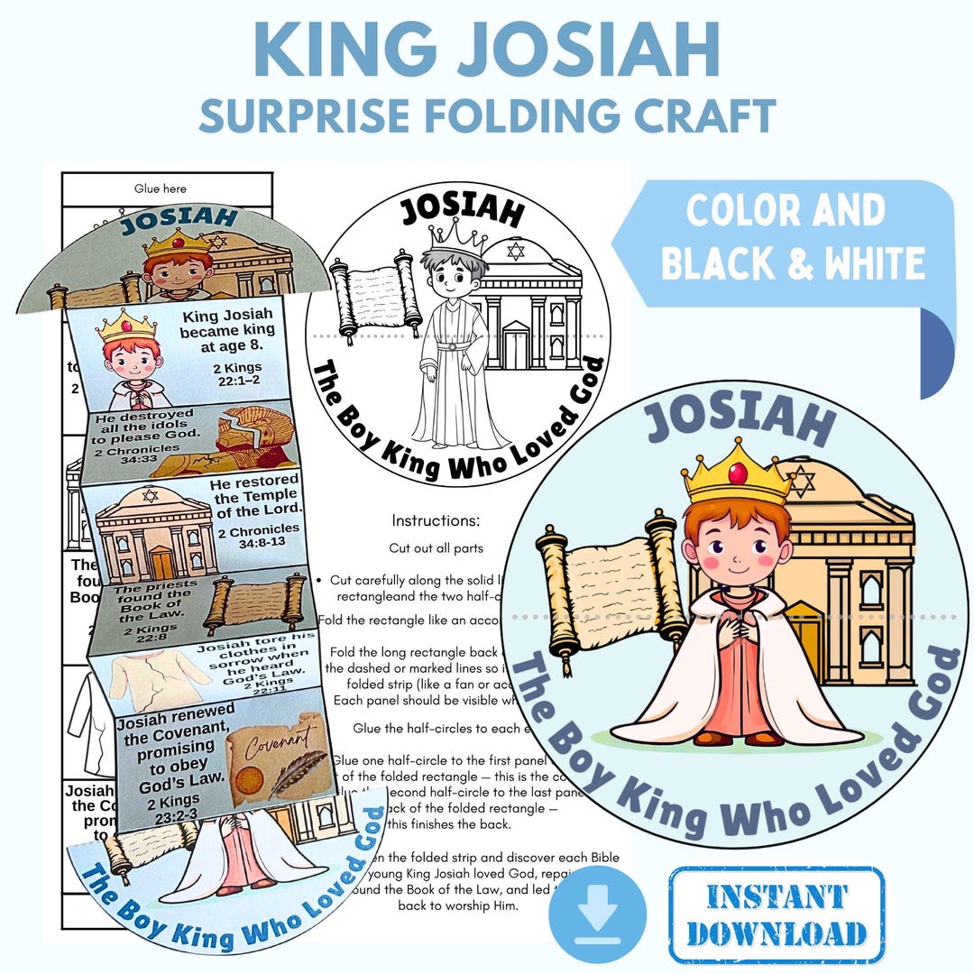 Printable King Josiah Folding Surprise Booklet, Sunday School Craft ...
