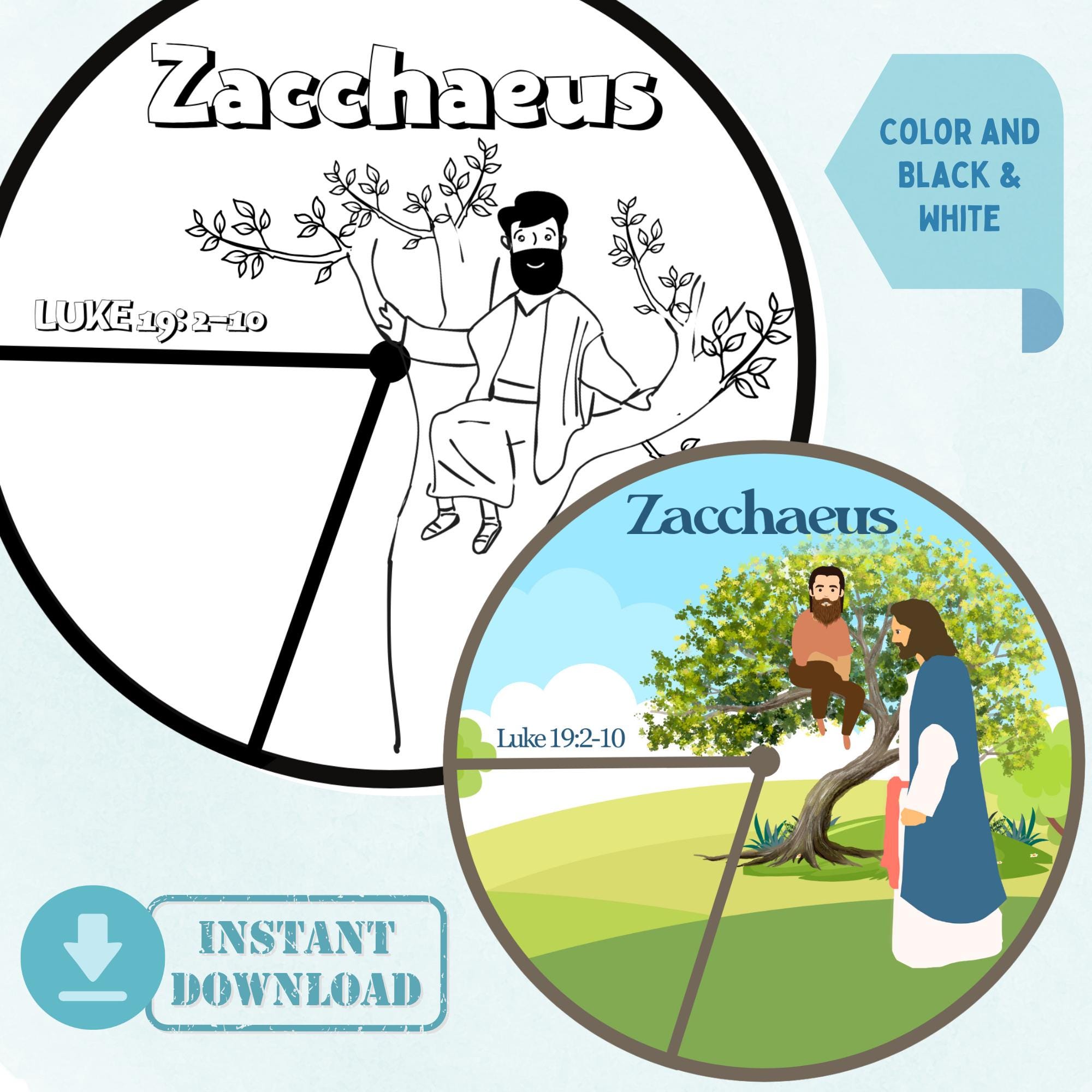 Zacchaeus Spinner Wheel Craft, Bible Story Activity (digital Download ...