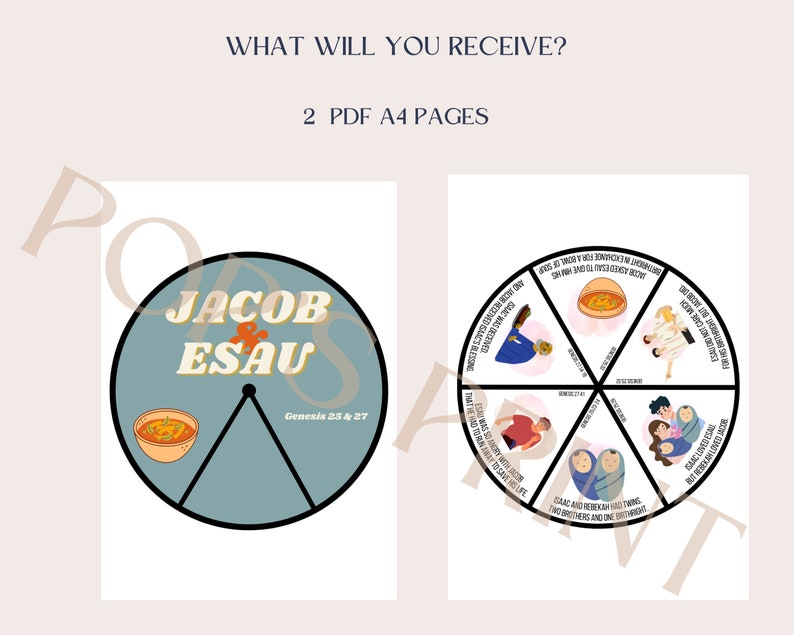 Printable Jacob and Esau Spinner Wheel | Printable Bible Story Craft ...