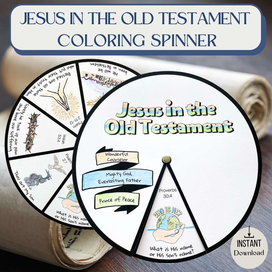 Printable Jesus in the Old Testament Coloring Spinner Wheel | Jesus ...