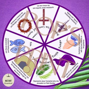 Printable Lent Symbols Sunday School Craft Spinner Wheel, Kids Ministry ...