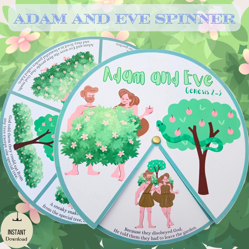 Adam and Eve Spinner Wheel, Bible Story for Children, Christian Lesson ...