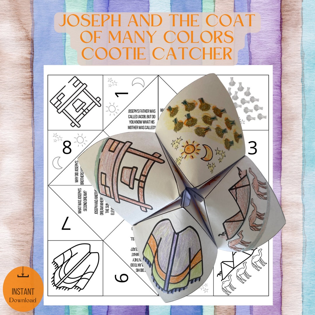 Joseph and the Coat of Many Colors Coloring Cootie Catcher| Sunday ...