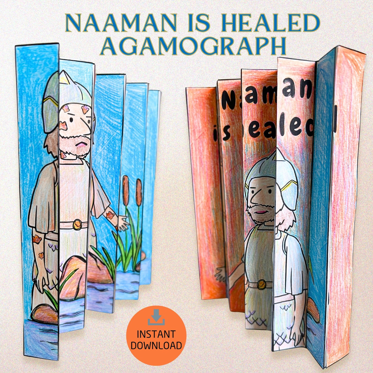 Printable Naaman is Healed Agamograph, Sunday School Craft, Instant ...